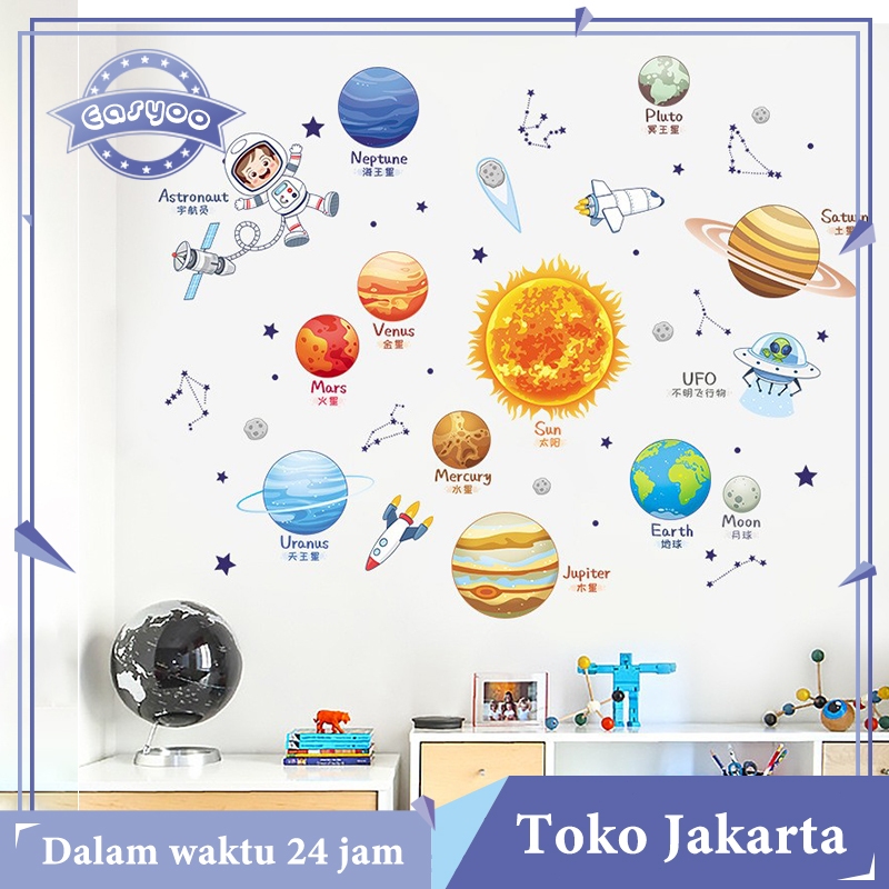 Jual Sticker Hiasan Dinding Aesthetic Planet Astronot Space Luar ...