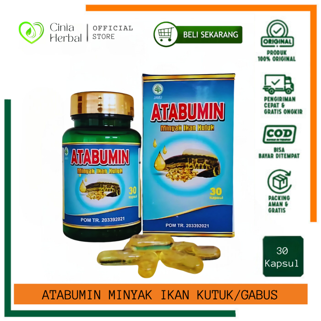 Jual ATABUMIN Minyak Ikan Gabus Isi 30 Kapsul I Kapsul Minyak Ikan Kutuk Mujarob Ekstrak Albumin ...