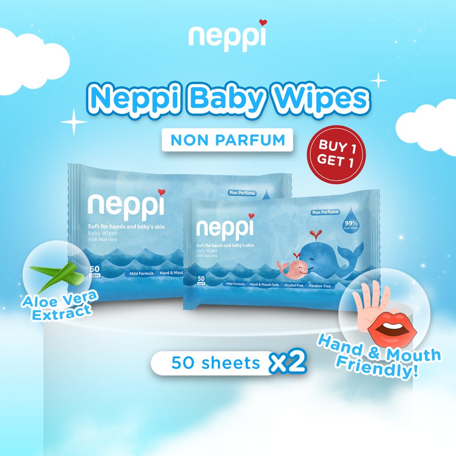 Jual NEPPI BABY WIPES HAND AND MOUTH NON PARFUM 50S - Tissue Basah anak ...