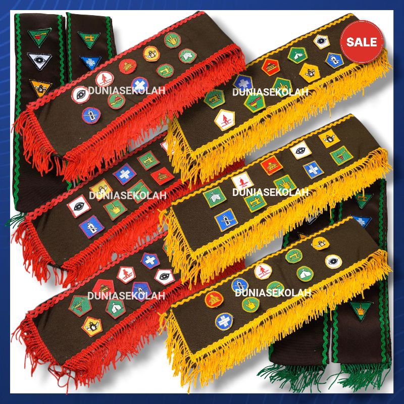 Jual Set Selempang Salempang Selendang Pramuka Rumbai 10 TKK Wajib Purwa Madya Utama Siaga ...