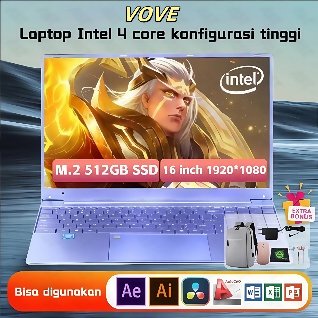 Jual VOVE 2025 Laptop Baru Intel N95 HD 15.6 inch HD RAM 16GB + 512GB Gratis Instalasi Windows ...