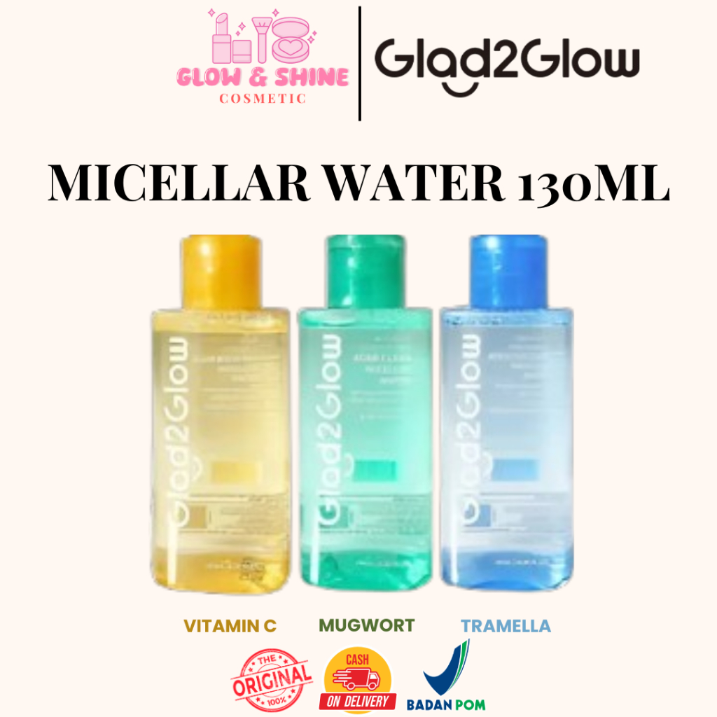 Jual GLAD2GLOW MICELLAR WATER 130ML VITAMIN C | MUGWORT | TRAMELLA ...
