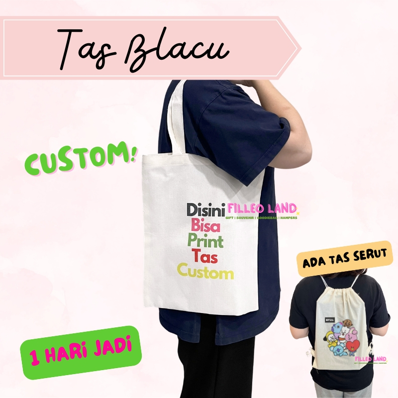 Jual Tote Bag Custom Print Tas Blacu Goodie Bag Ulang Tahun Souvenir ...