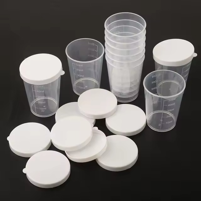 Jual Cup gelas ukur takar laboratorium tes urine dengan tutup / Gelas ...