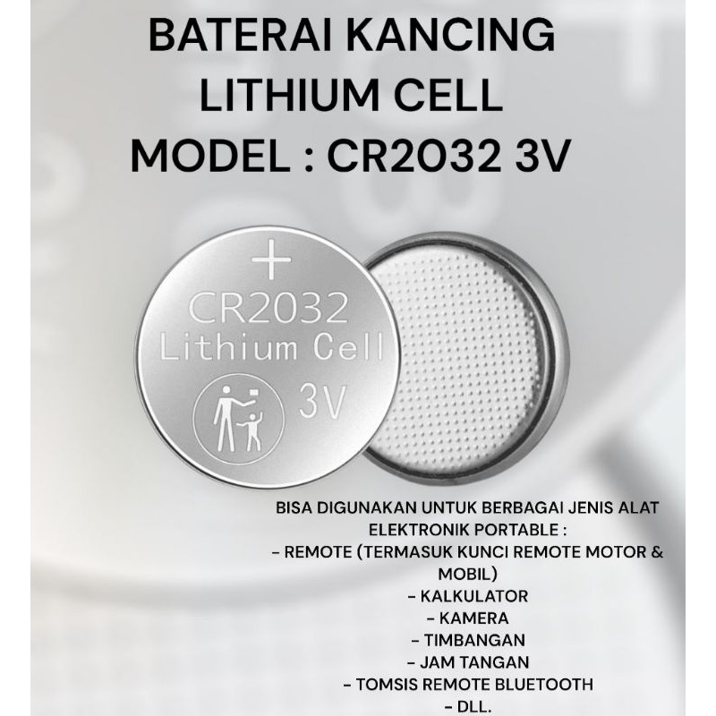 Jual Baterai CR2032 Biru Lithium 3V Battery Kancing Koin CR-2032 Kalkulator Jam Tangan Remote ...