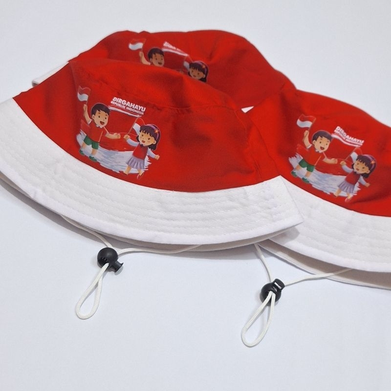 Jual TEWEPE - Topi Bucket Hat Merdeka Series Anak Perempuan dan Anak ...