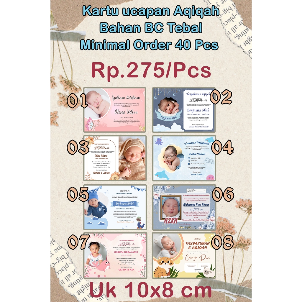 Jual Kartu nama bayi tasyakuran kelahiran Kartu nama bayi baru lahir ...