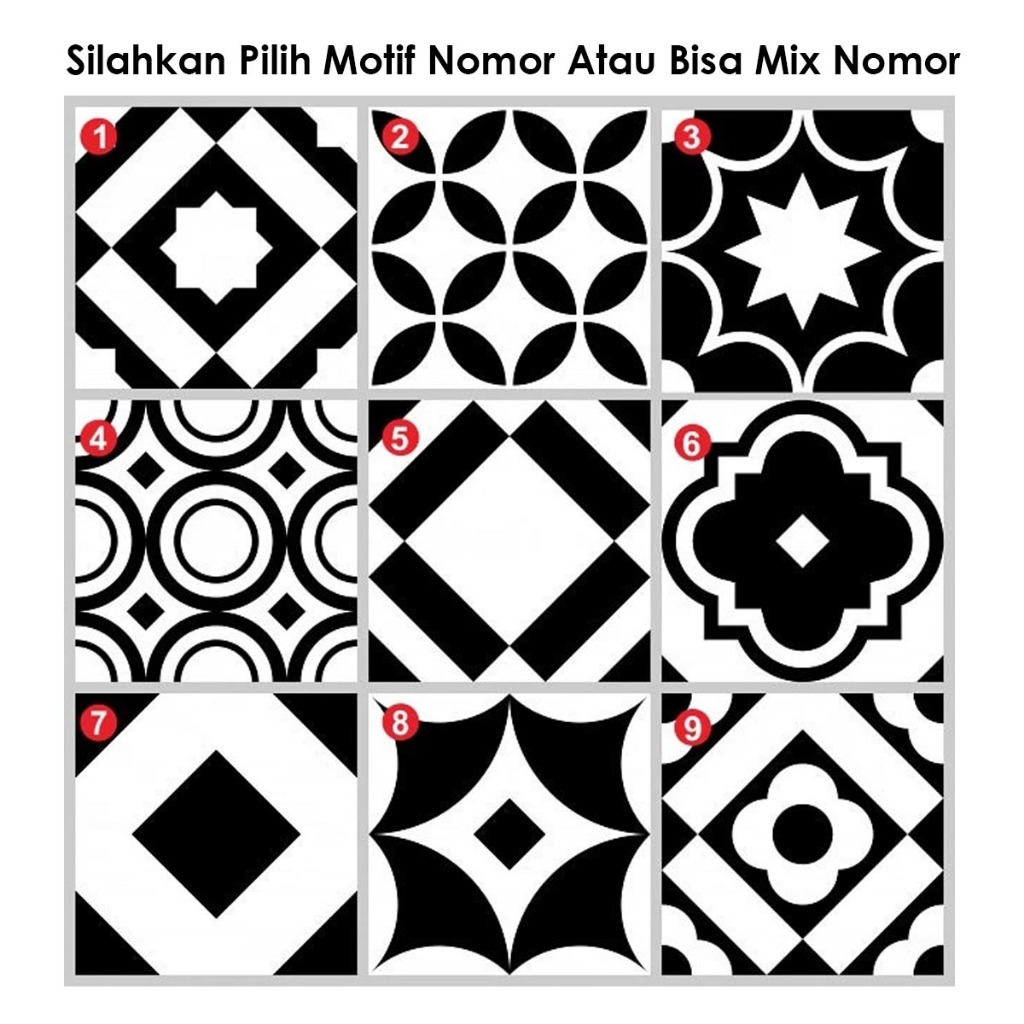 Jual PREMIUM STICKER TEGEL HITAM PUTIH / STIKER LANTAI / CUSTOM STIKER ...
