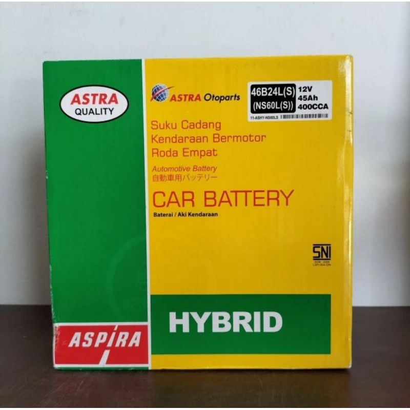 Jual Aki Mobil NS60LS / 46B24LS 12V 45ah Aspira Hybrid (CRV, HRV, Innova, Grandis) | Shopee ...
