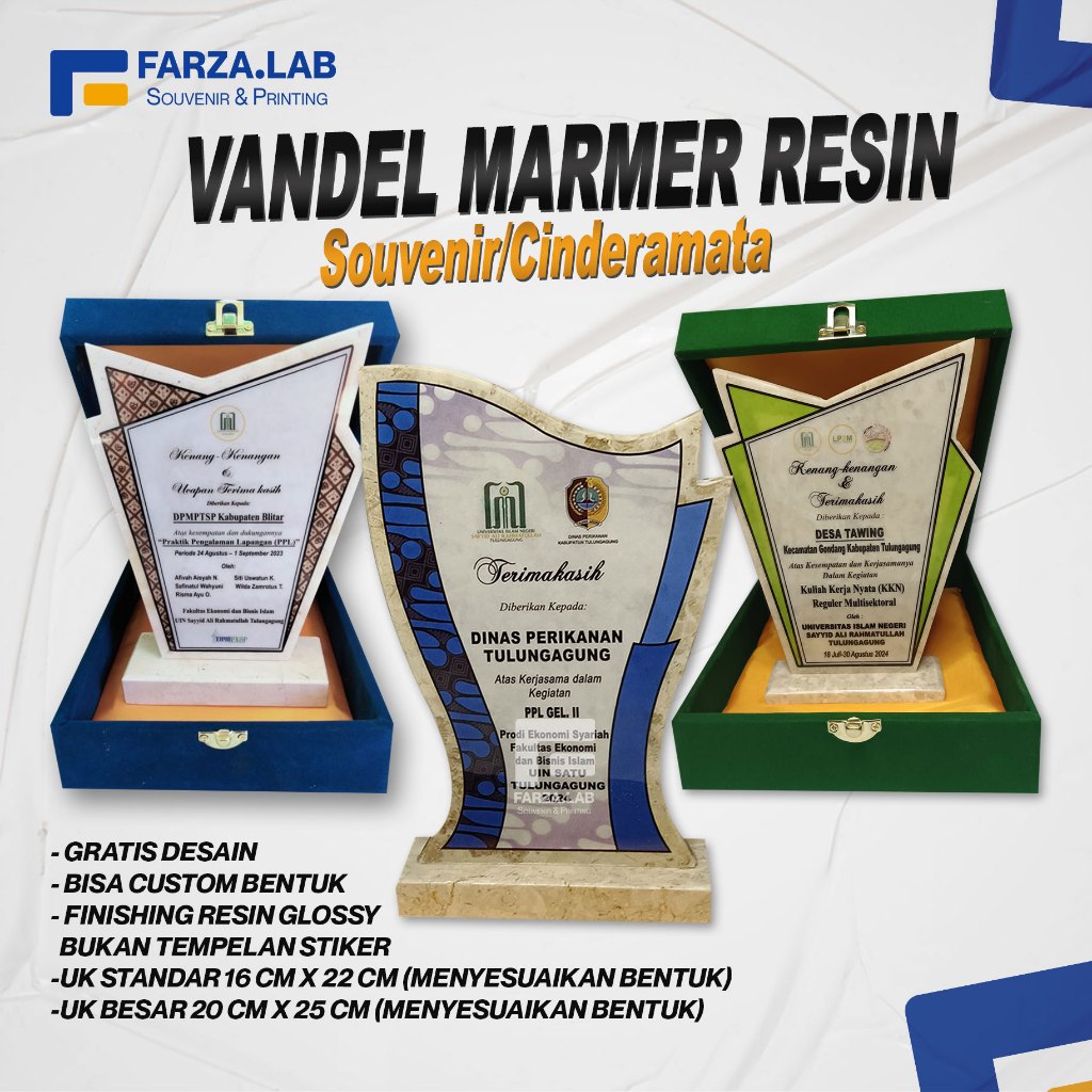 Jual Vandel Marmer Resin, Plakat Marmer, Cinderamata, Hadiah Wisuda ...