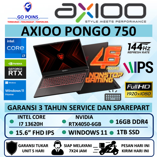 Jual AXIOO PONGO 750 CORE I7 13620H RAM 32GB 1TB SSD RTX4050 FHD IPS ...