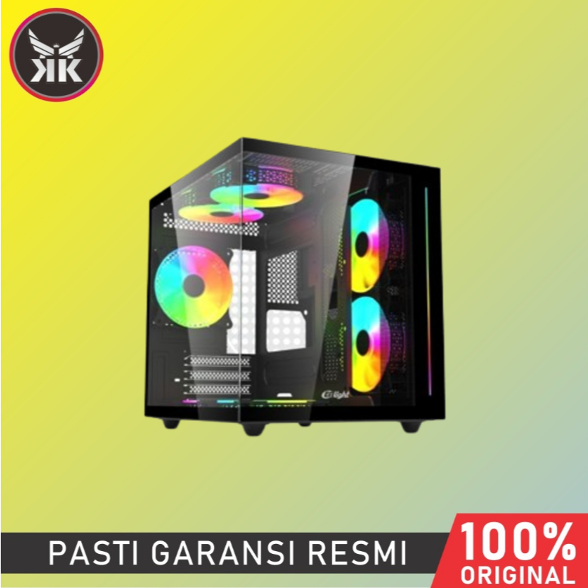 Jual CASING KOMPUTER PC ENLIGHT Z8 BLACK - Micro ATX - INCLUDE 3 FAN ...