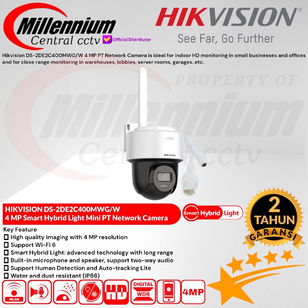 Jual Hikvision DS-2DE2C400MWG/W 4MP Smart Hybrid Light WiFi Mini PT Network Camera | Shopee ...