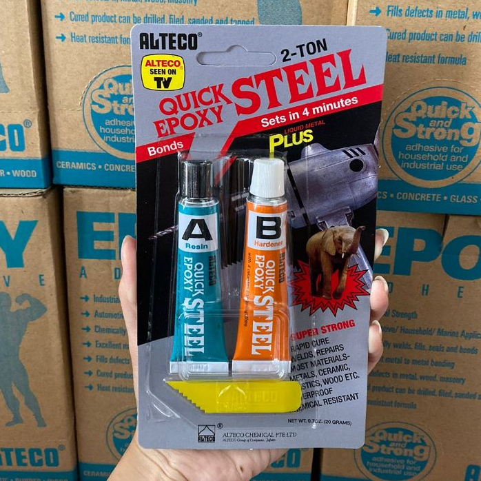 Jual LEM BESI 4 MENIT ALTECO 2 TON QUICK EPOXY STEEL 20GR ORIGINAL | Shopee Indonesia