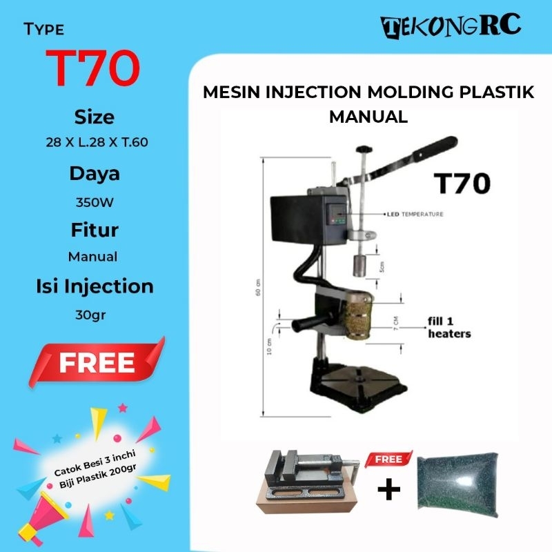 Jual Mesin Plastic Injection Moulding Cetak Kemasan Plastik manual T70 | Shopee Indonesia