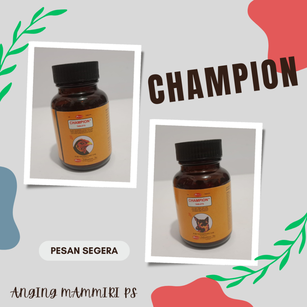 Jual CHAMPION TABLET (VITAMIN SUPLEMEN DOPING IMPORT AYAM HEWAN ANJING ...