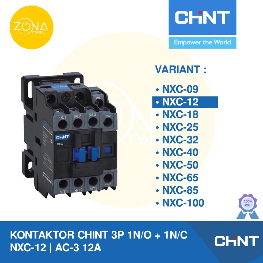 Jual KONTAKTOR CONTACTOR CHINT NXC-12 NXC 12 12A 220V 24V 36V 48V 110V 400V | Shopee Indonesia