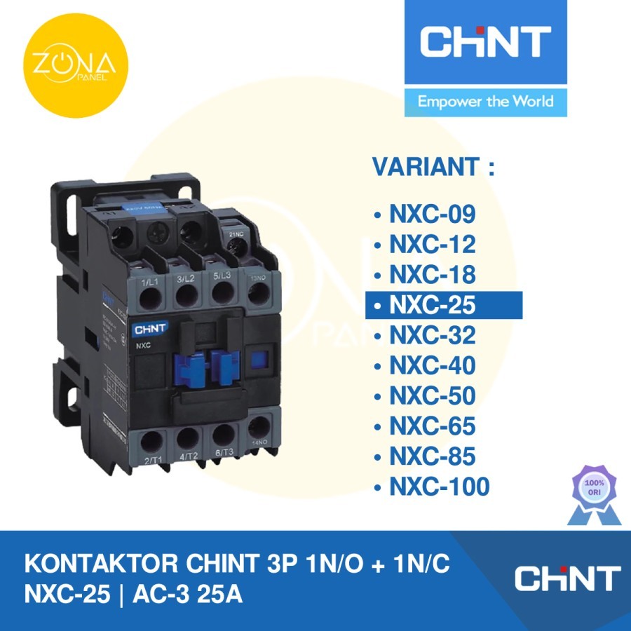 Jual KONTAKTOR CONTACTOR CHINT NXC-25 NXC 25 25A 220V 24V 36V 48V 110V 400V | Shopee Indonesia