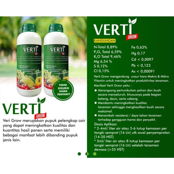 Jual Pupuk Npk Cair Verti Grow kemasan 1 liter | Shopee Indonesia