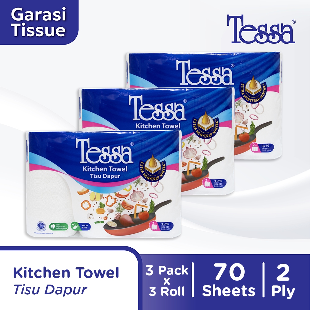 Jual 3 Pack Tissue Kitchen Towel ( Tisu Dapur ) Tessa 3 Roll x 70 ...