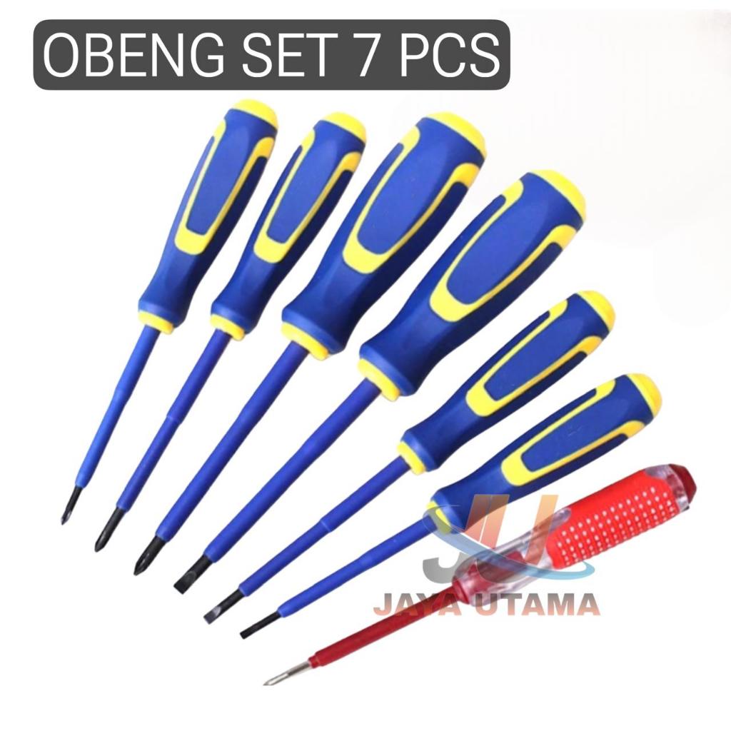 Jual Obeng Listrik Set 7 Pcs Obeng Plus Minus Dan Tespen Obeng Set ...