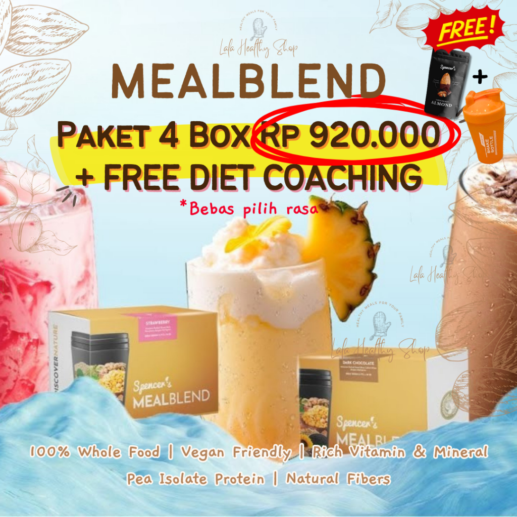 Jual Paket 4 BOX Mealblend + FREE 1 Bulan Diet Coaching + Choco Almond ...