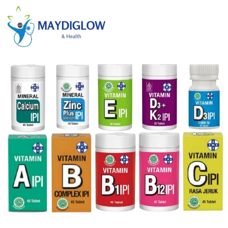 Jual Vitamin IPI All Variant (A,B1,B12,B Complex,C,D3,E,D3+K2,Calcium,Zinc) | Shopee Indonesia