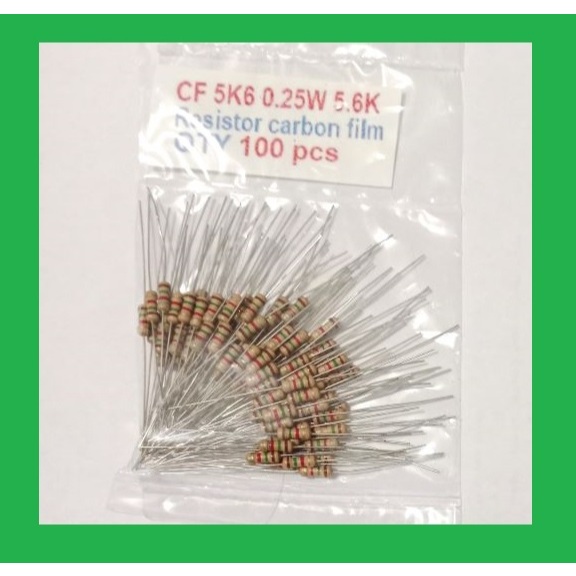 Jual QTY 100 pcs CF 5K6 0.25W 5.6K Resistor carbon film | Shopee Indonesia