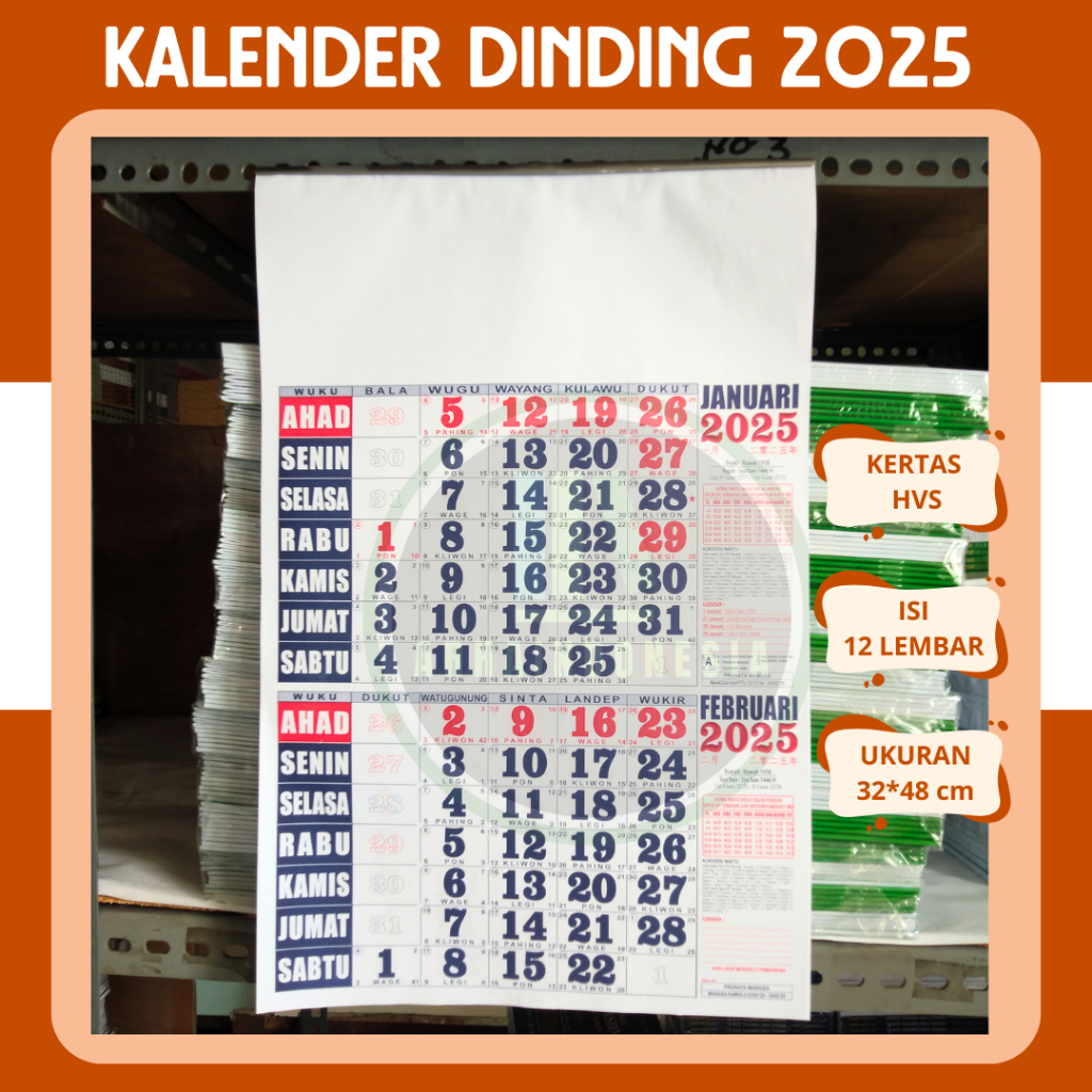 Jual KALENDER 2025 Kalender Dinding 2 bulanan isi 6 lembar HVS ukuran ...