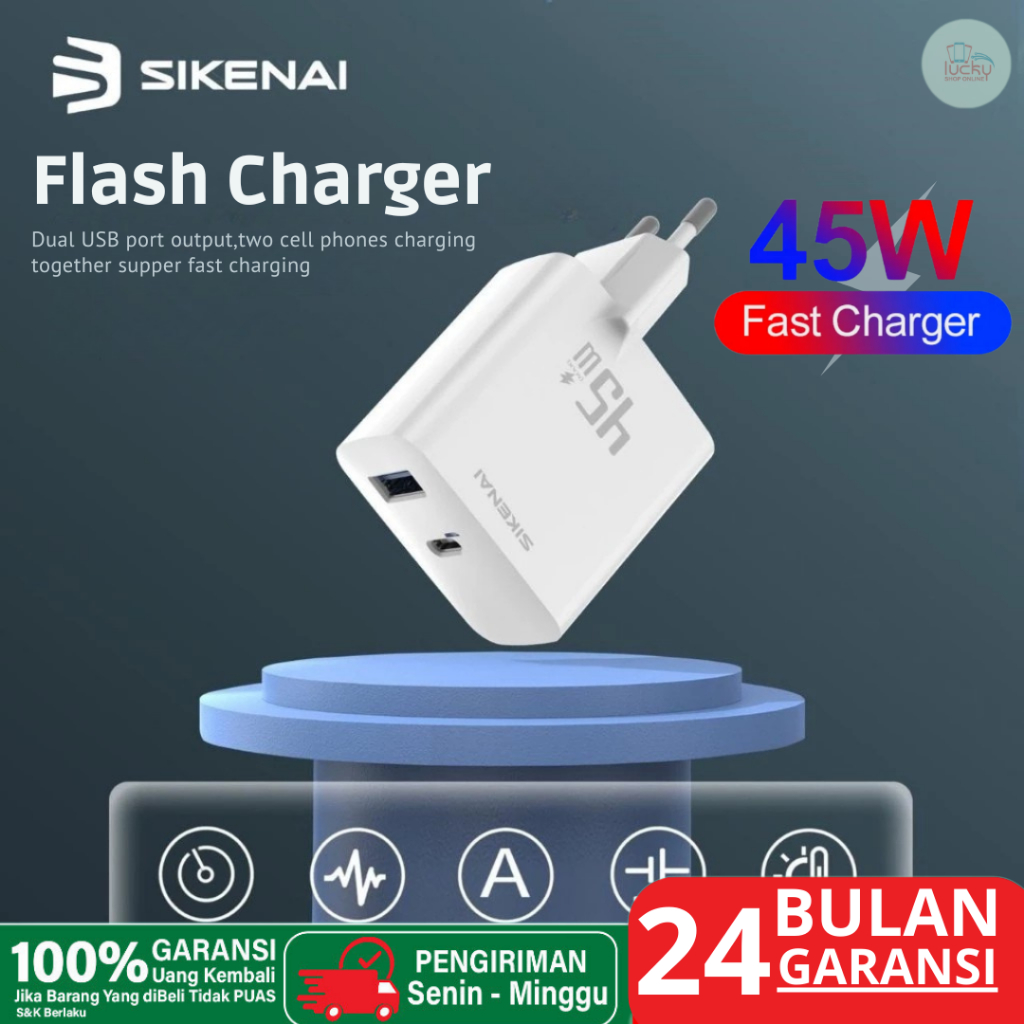 Jual Adaptor Charger SIKENAI 45W Dual USB Output Fast Charging Original | Shopee Indonesia