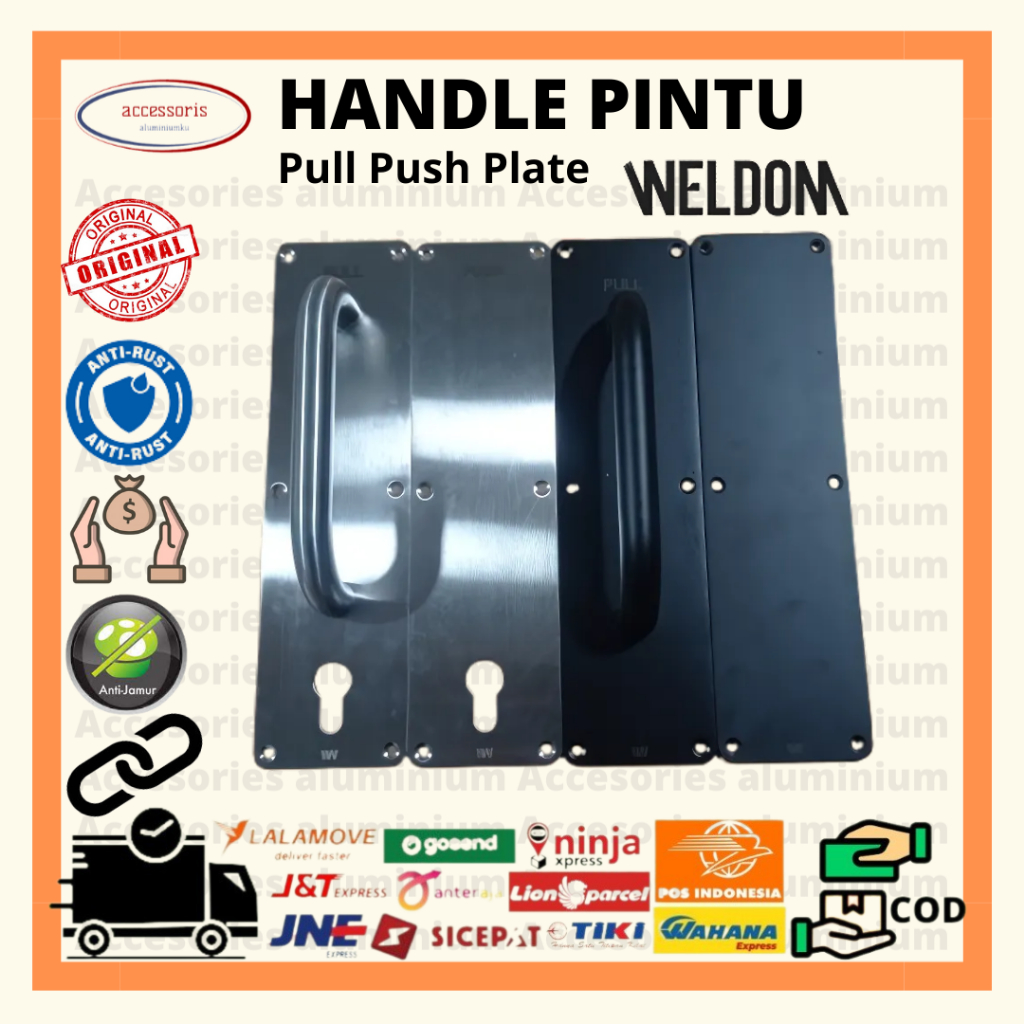 Jual Pull Push Handle Pintu Sign Plate Dorong Tarik Gagang Stainless ...