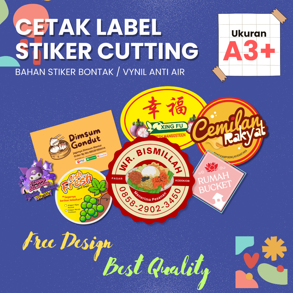 Jual Cetak Stiker / Label Custom Bentuk (Label Kemasan Produk Label ...