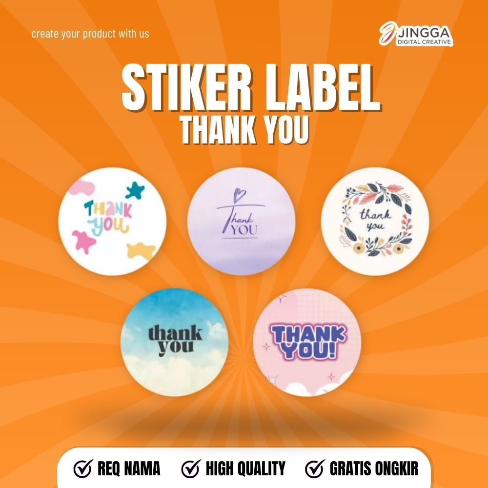 Jual [ISI 45 PCS] Sticker label terima kasih | Thank You Sticker ...