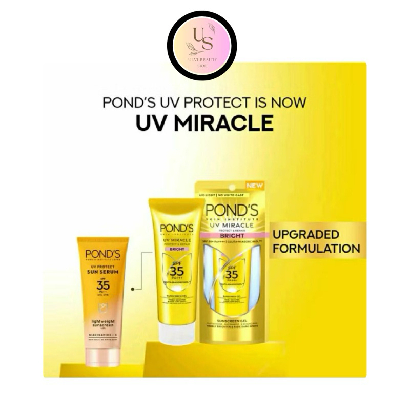 Jual Ponds UV Miracle Bright Sunscreen Gel SPF35 PA++++ 25gr | Shopee ...