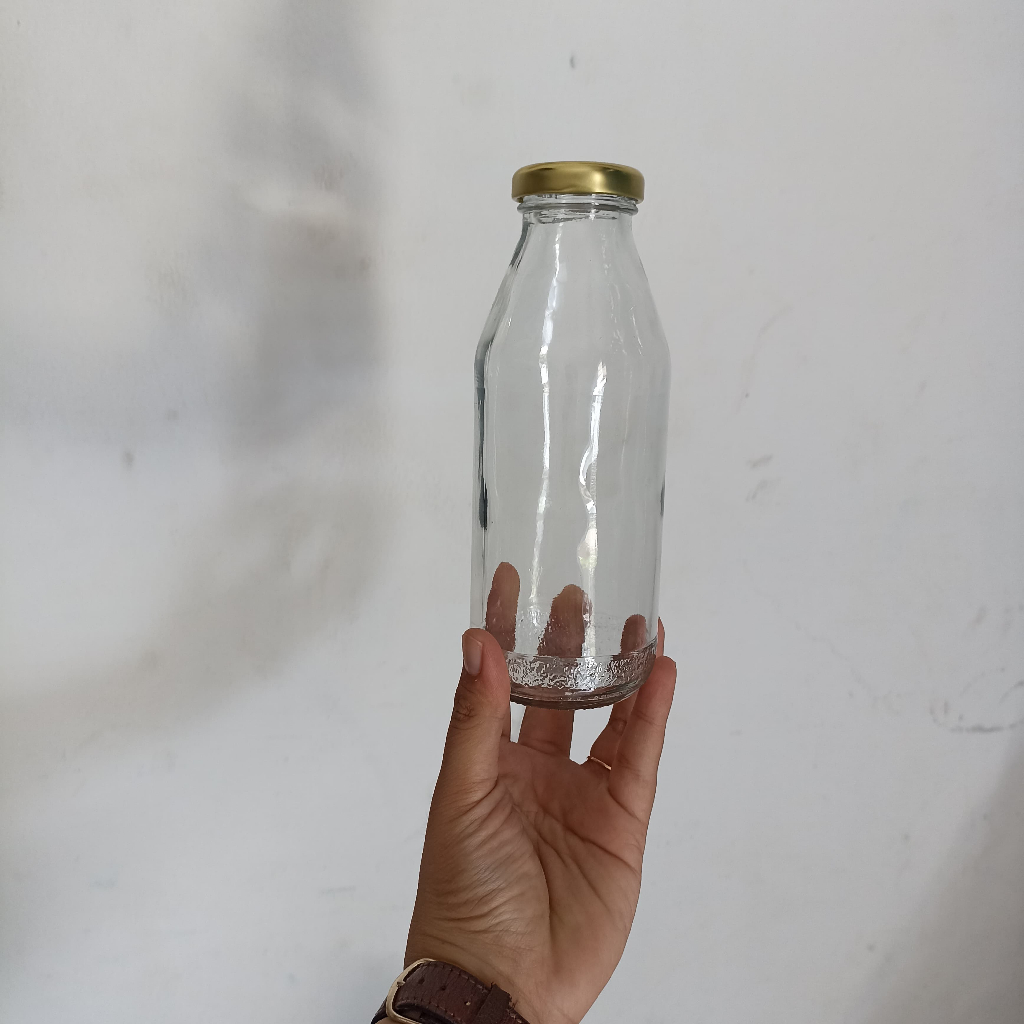 Jual JUS03 - Botol Jus Tutup Emas / Botol Kaca Tutup Emas 350ml ...