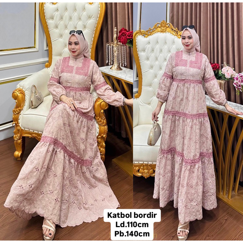 Jual Gamis Embrodairy Catbol -Odeliahijab- / Katbol Katun bolong ...