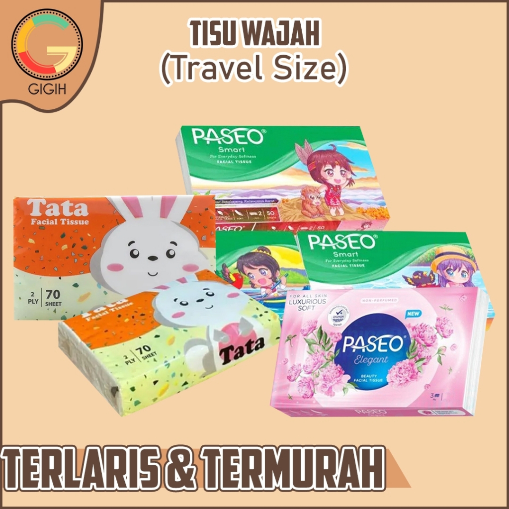 Jual TISU WAJAH TRAVEL SIZE BY PASEO PACK 50 - 100 SHEETS & TATA 70 ...