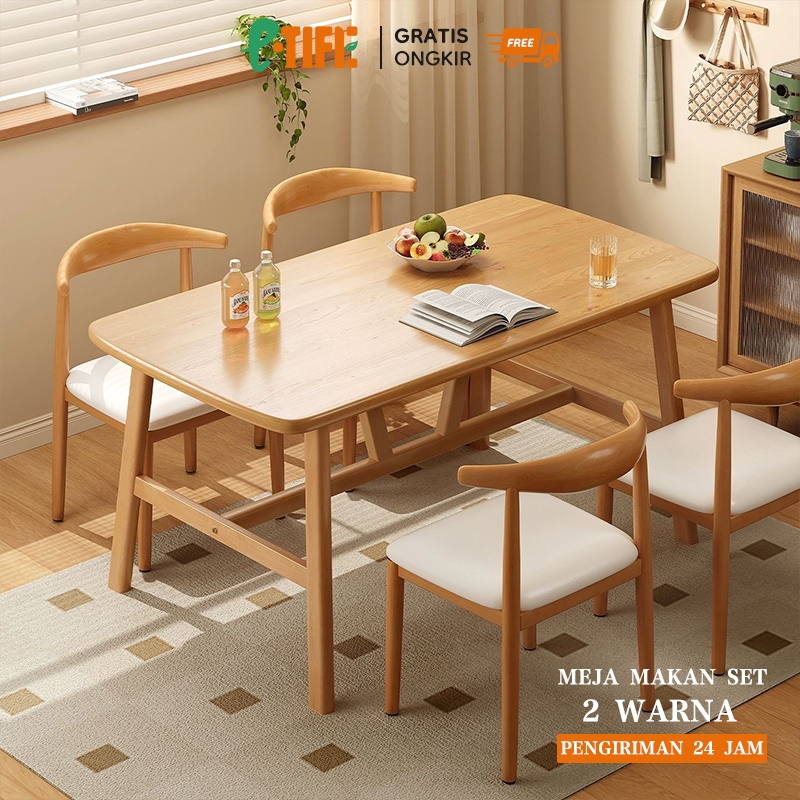 Jual E-TIFE Meja Makan Set 4 Kursi Meja Makan Kayu Meja Makan Minimalis | Shopee Indonesia