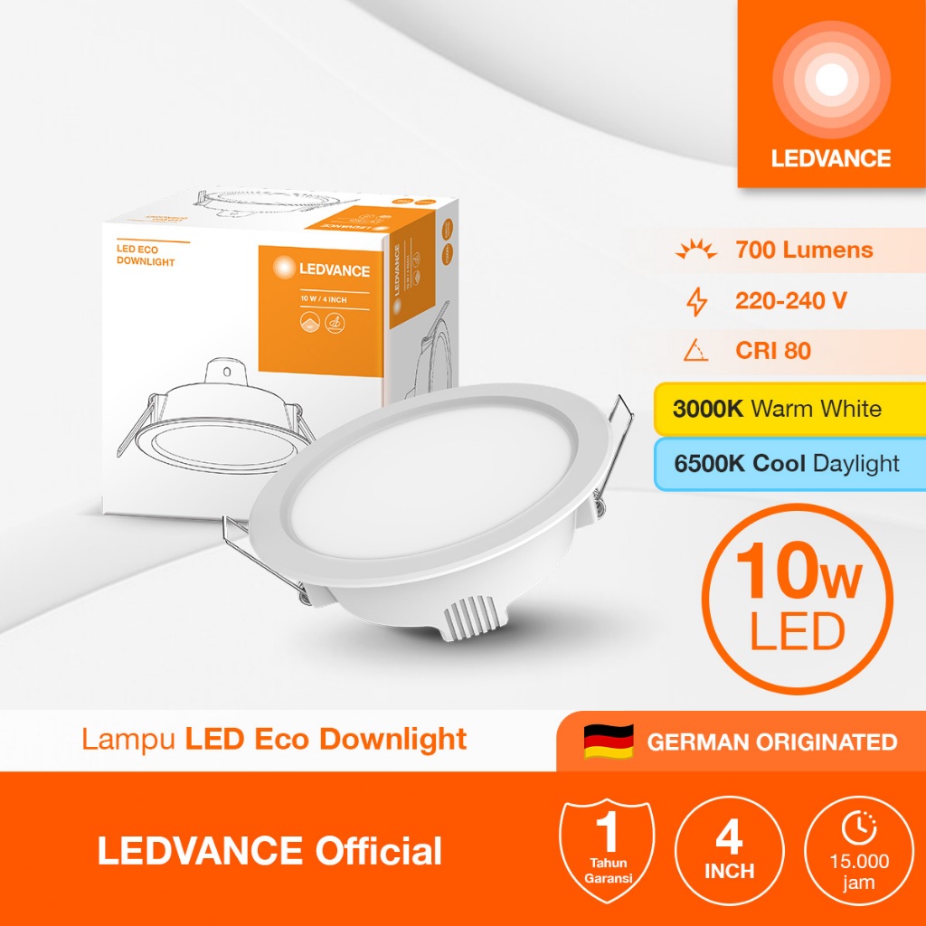 Jual LEDVANCE LED ECO Downlight GEN1 10W Lampu Plafon Bulat 4 Inch Warm ...