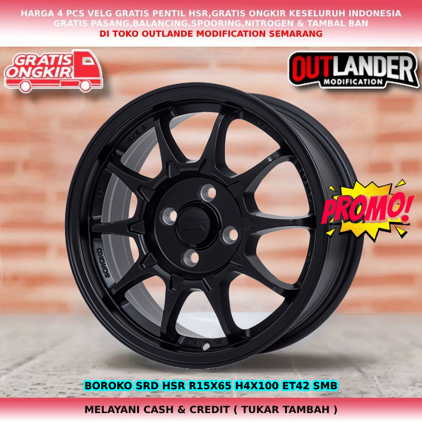 Jual Velg mobil ring 15 pcd 4x100 black yaris brio mirage march sigra vios hsr boroko srd r15 ...
