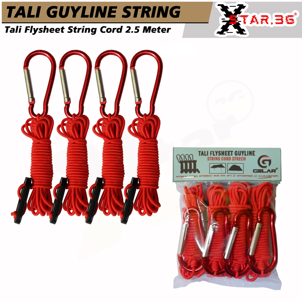 Jual tali flysheet string cord strech tali guyline premium elastis 2.5 ...