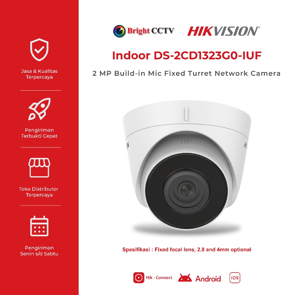 Jual IP Audio Camera Hikvision DS-2CD1323G2-LIU 2MP Build In Microphone ...