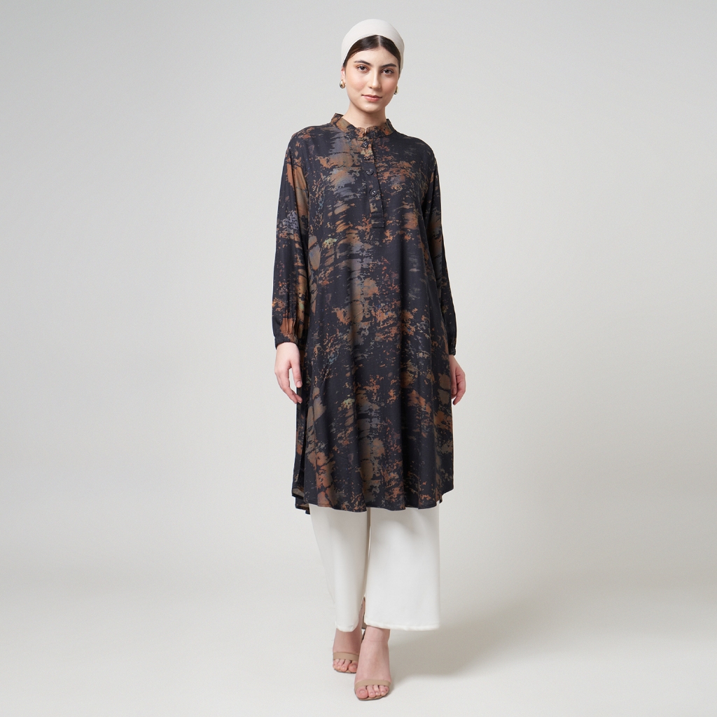 Jual Dhoby Ghout Tunik Panjang Premium Wanita Hitam Oren Muslim Modern ...