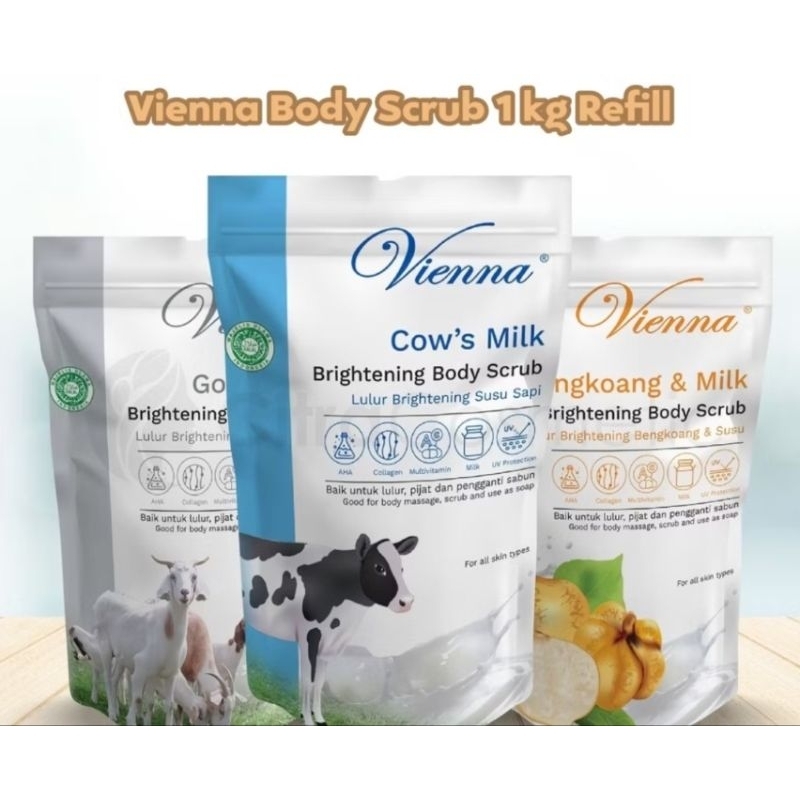 Jual Vienna Body Scrub lulur 1kg Goat Milk / Cow Milk / Bengkoang ...