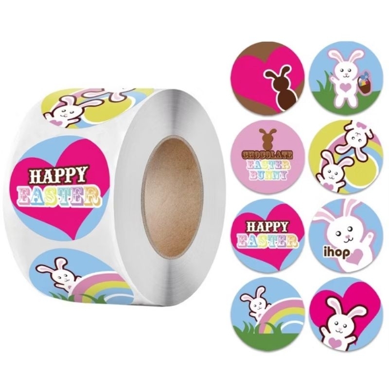 Jual (100 pcs) Stiker Happy Easter Selamat Hari Paskah Ukuran Besar 3 ...