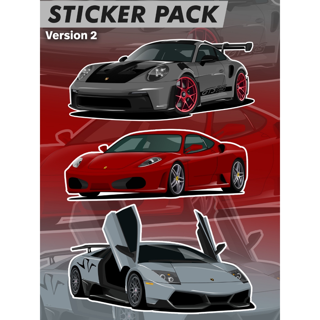 Jual Sticker Pack Mobil Otomotif V2 by Bosxooo | Porsche 911 GT3RS ...