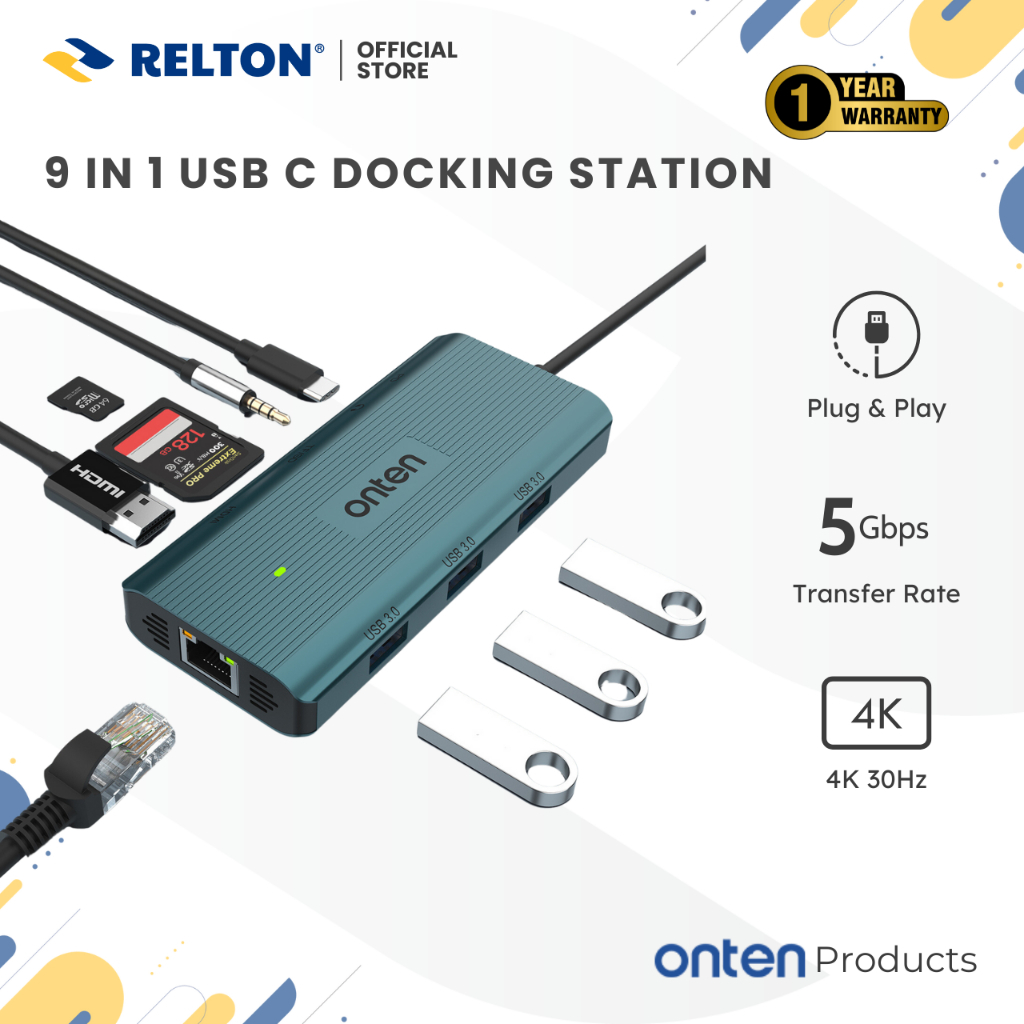 Jual 9 in1 USB C Docking Station USB Hub Multifunction Type C Onten ...