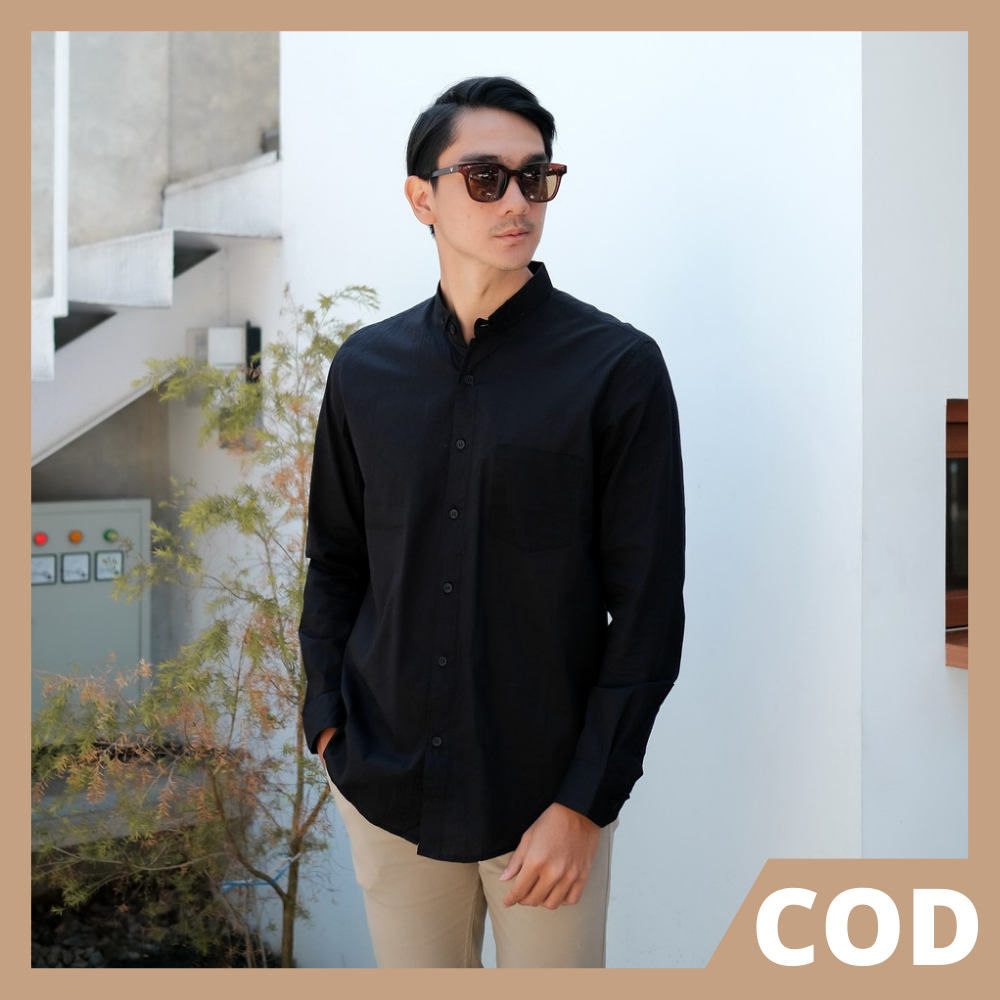 Jual BAJU KEMEJA PRIA LENGAN PANJANG TERBARU LEBARAN 2025 WARNA HITAM ...