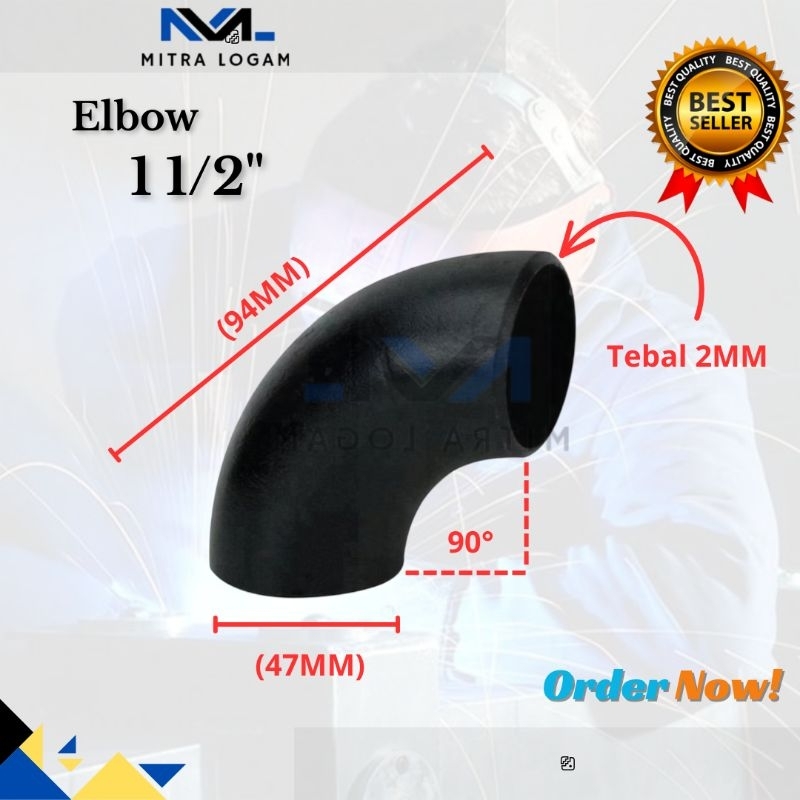 Jual ELBOW PIPA BESI 1 1/2 INCHI | ELBOW PIPA UKURAN 1½" TEBAL 2MM ...