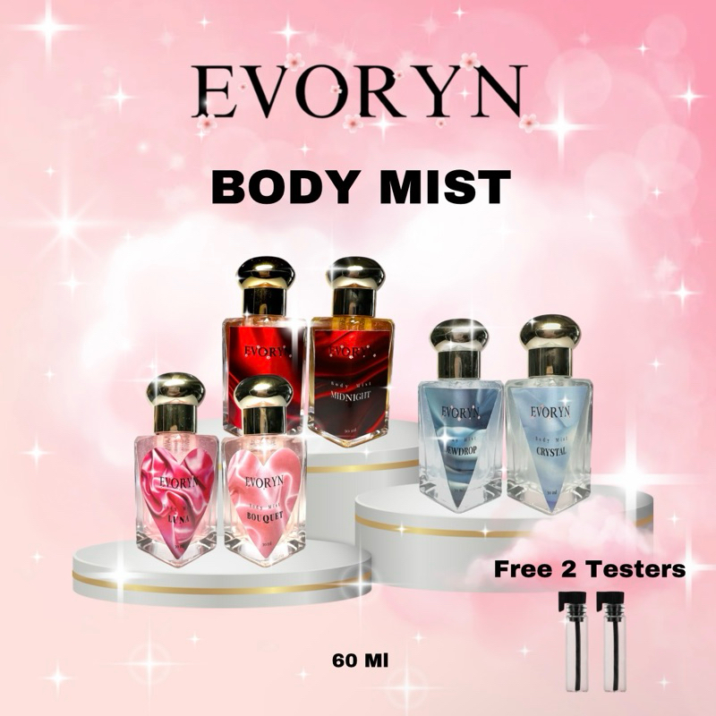 Jual Evoryn Body Mist Package Parfum 60 Ml Botol Kaca Travel Size Tahan ...